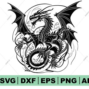 Black Dragon SVG, Flying Dragon Svg, Cut File Cricut, Silhouette, Clipart Vector, Tattoo - Etsy