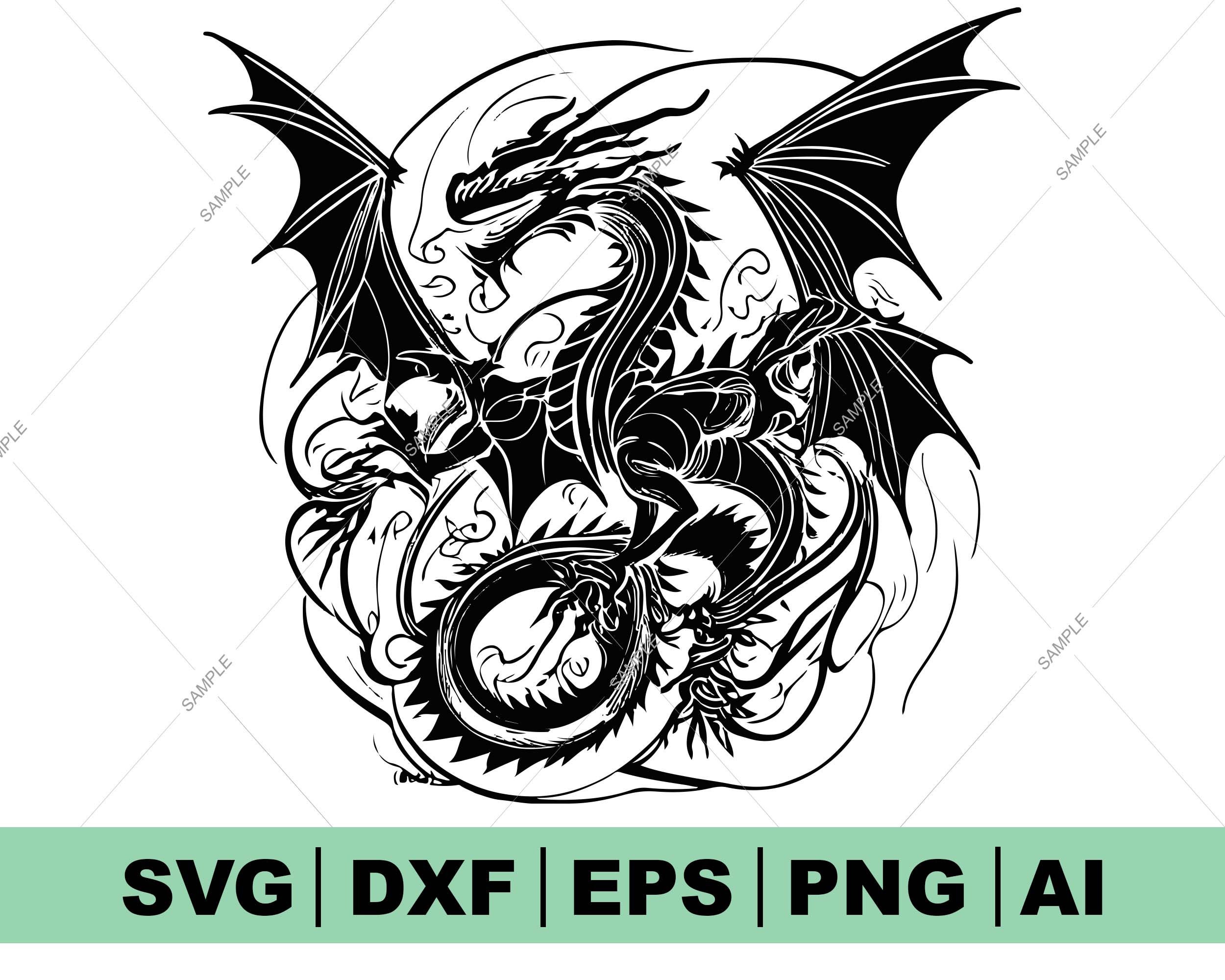 Black Dragon SVG, Flying Dragon Svg, Cut File Cricut, Silhouette ...