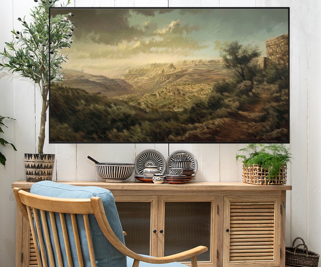 Ayalon Valley Oil Painting, Historical Jewish Art, Panoramic Wall Decor ...