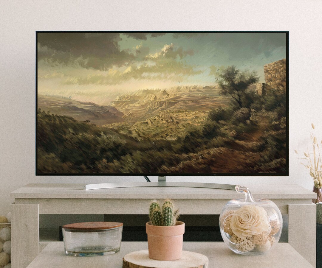 Ayalon Valley Oil Painting, Historical Jewish Art, Panoramic Wall Decor ...