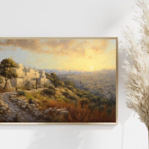 Walls of Ancient Jerusalem Digital Oil Painting, Jewish Art, Panoramic ...