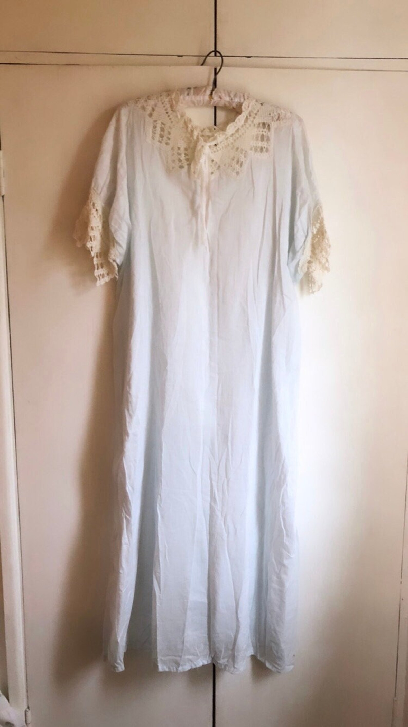 Beautiful Antique Edwardian 1910s 19th Century 1900s Pale Blue Cotton ...
