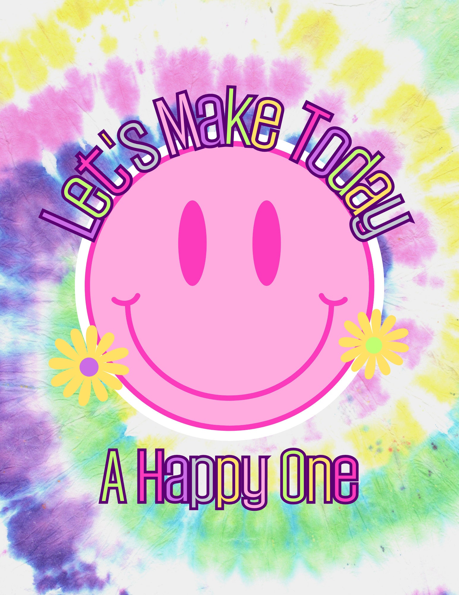 Tie Dye Happy Face Printable, Happy Art, Classroom Art, Homeschool ...