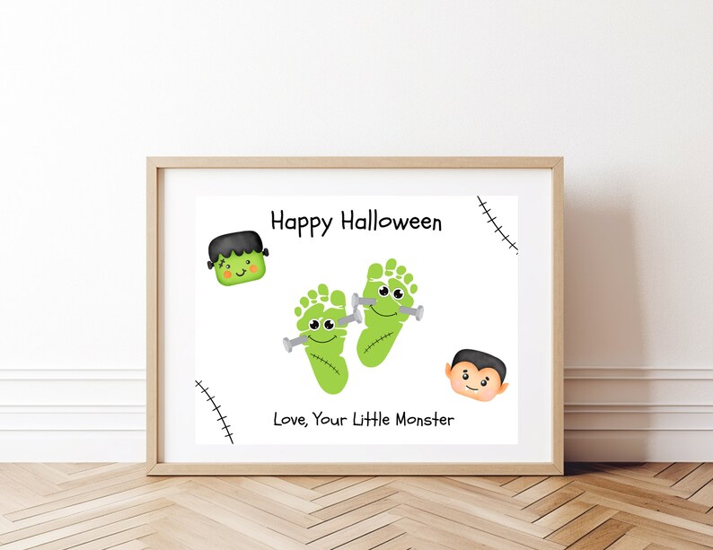 Child Footprint Printable, Halloween Little Monster Footprint Craft ...