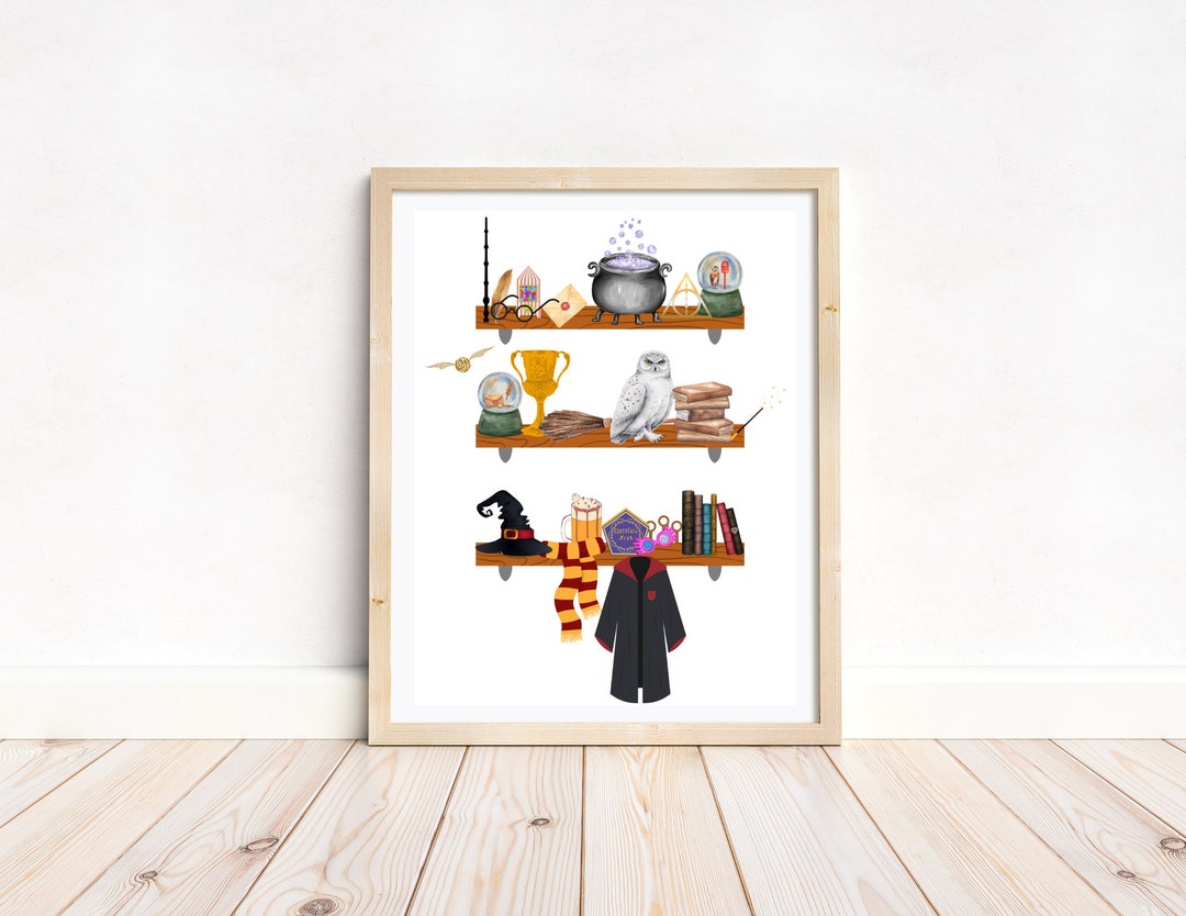 Wizard Art Printable, Wizardry and Magic Digital Art, the Shelf of a ...