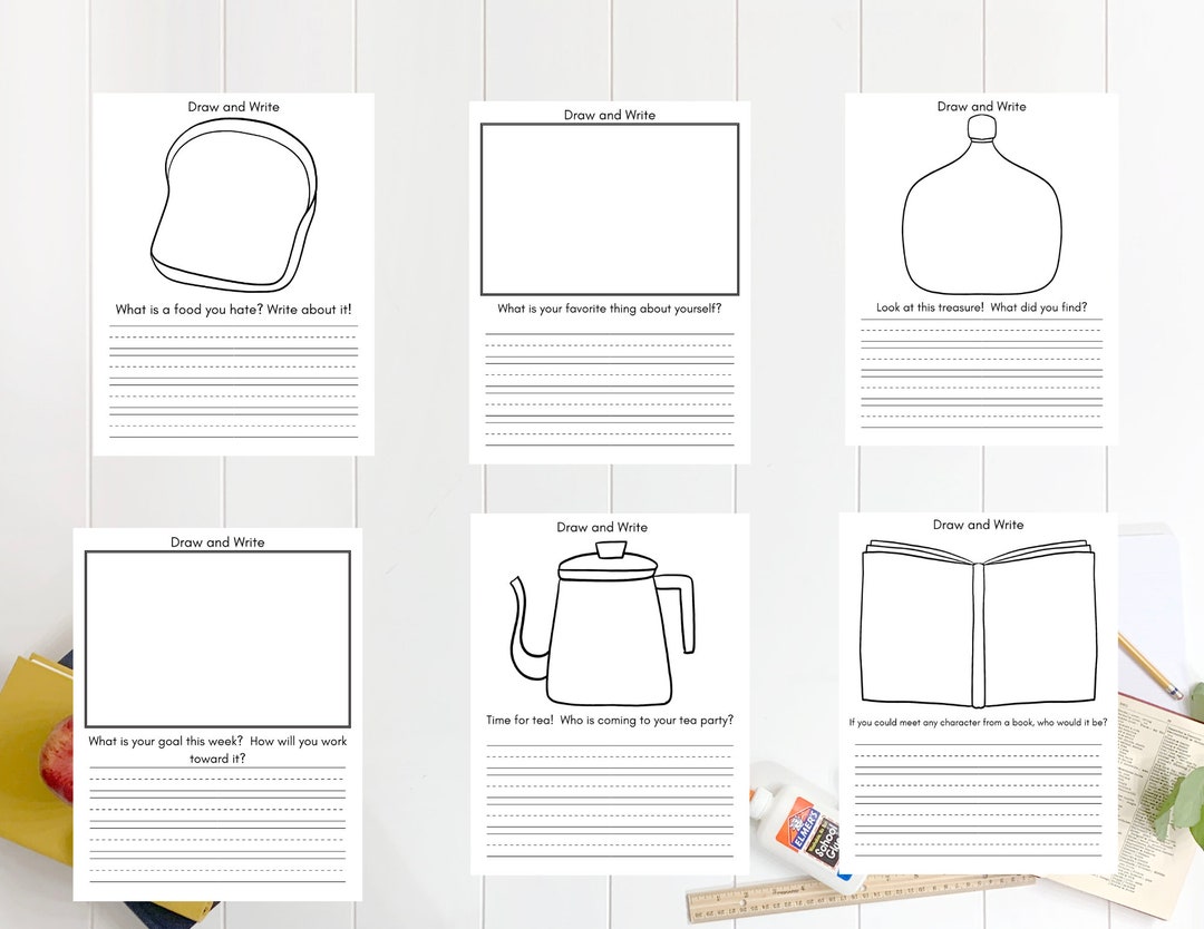 Draw and Write Prompts for Beginning Writers, Set of 25, Elementary ...