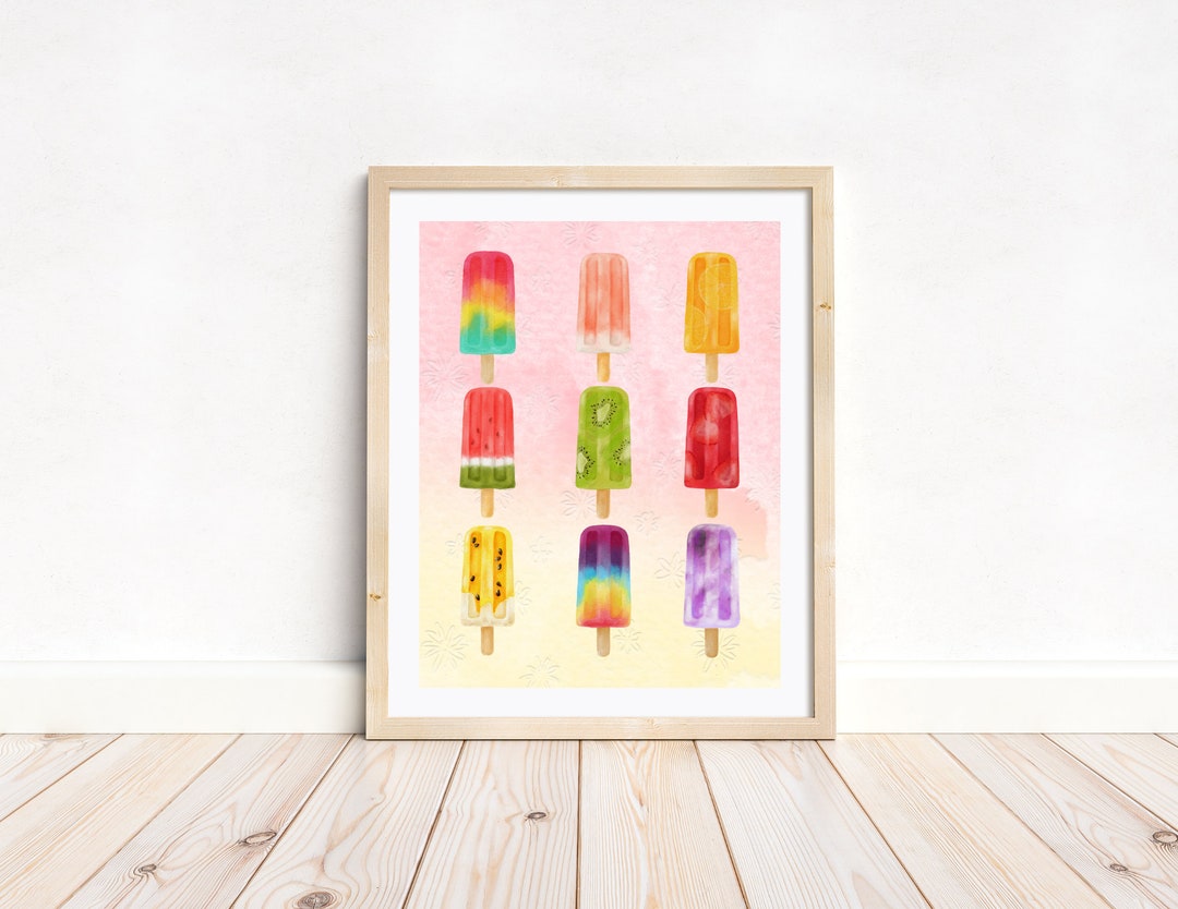 Popsicle Wall Art, Summer Art, Summer Art, Digital Print, Rainbow ...