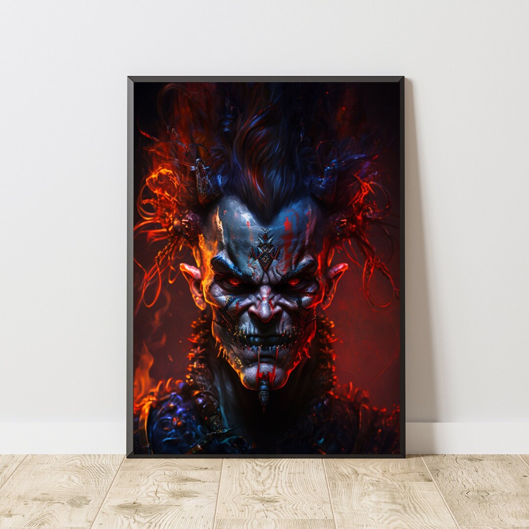 Demon Horror Poster - Evil Wall Art, 24x36 Print - Creepy Home Decor ...