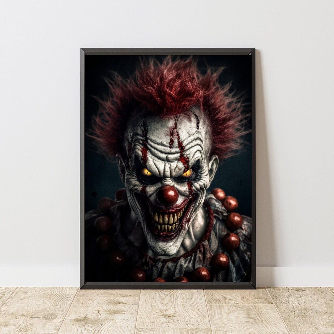 Evil Clown Horror Poster - Creepy Wall Art, 24x36 - Scary Decor, Prints ...