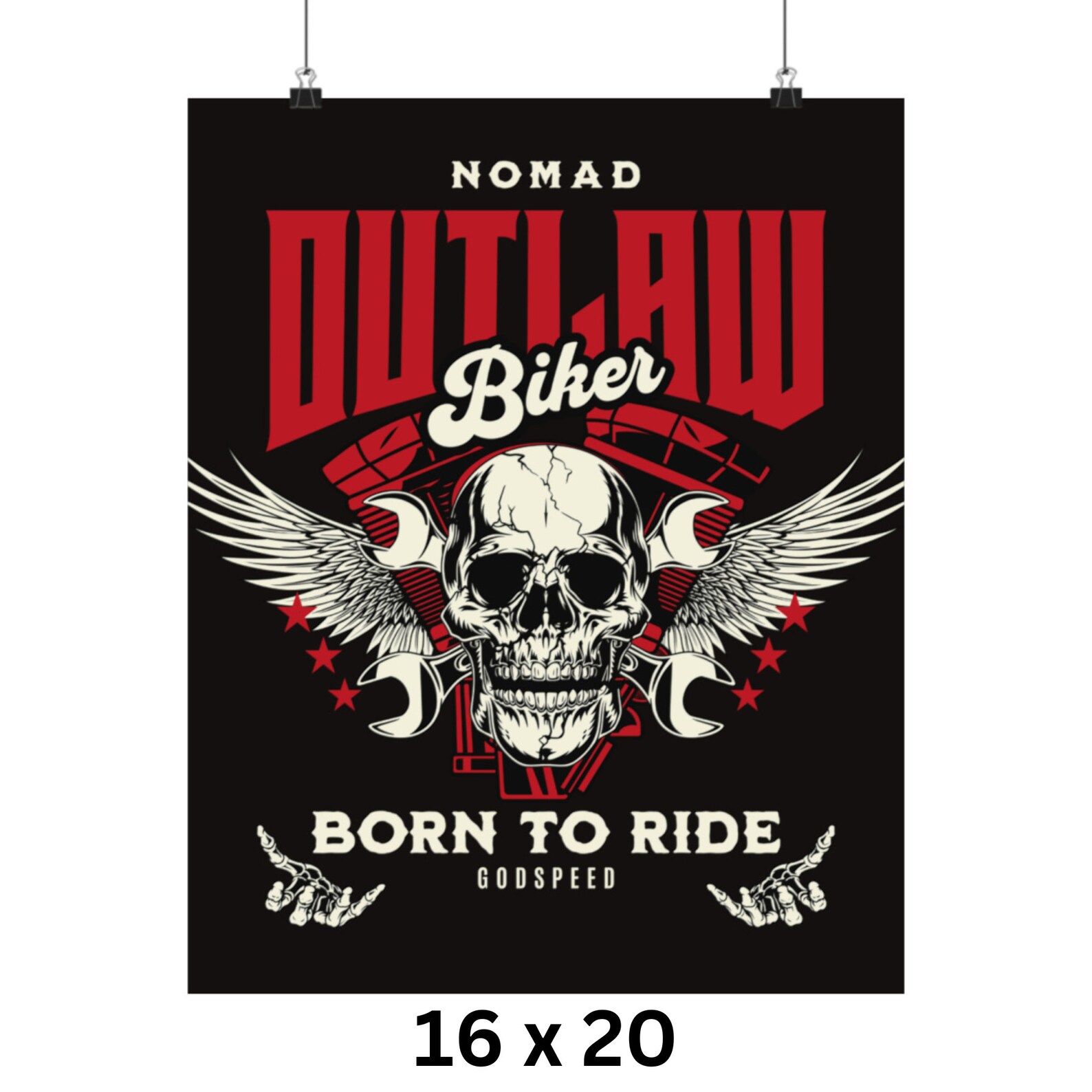 Vintage Outlaw Biker Poster: Skull & Wings Motorcycle Wall Art - Etsy