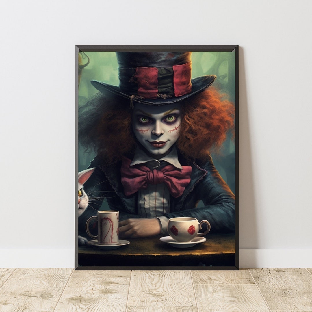 Mad Hatter Poster - Gothic Style Wonderland Tea Party Illustration - Etsy