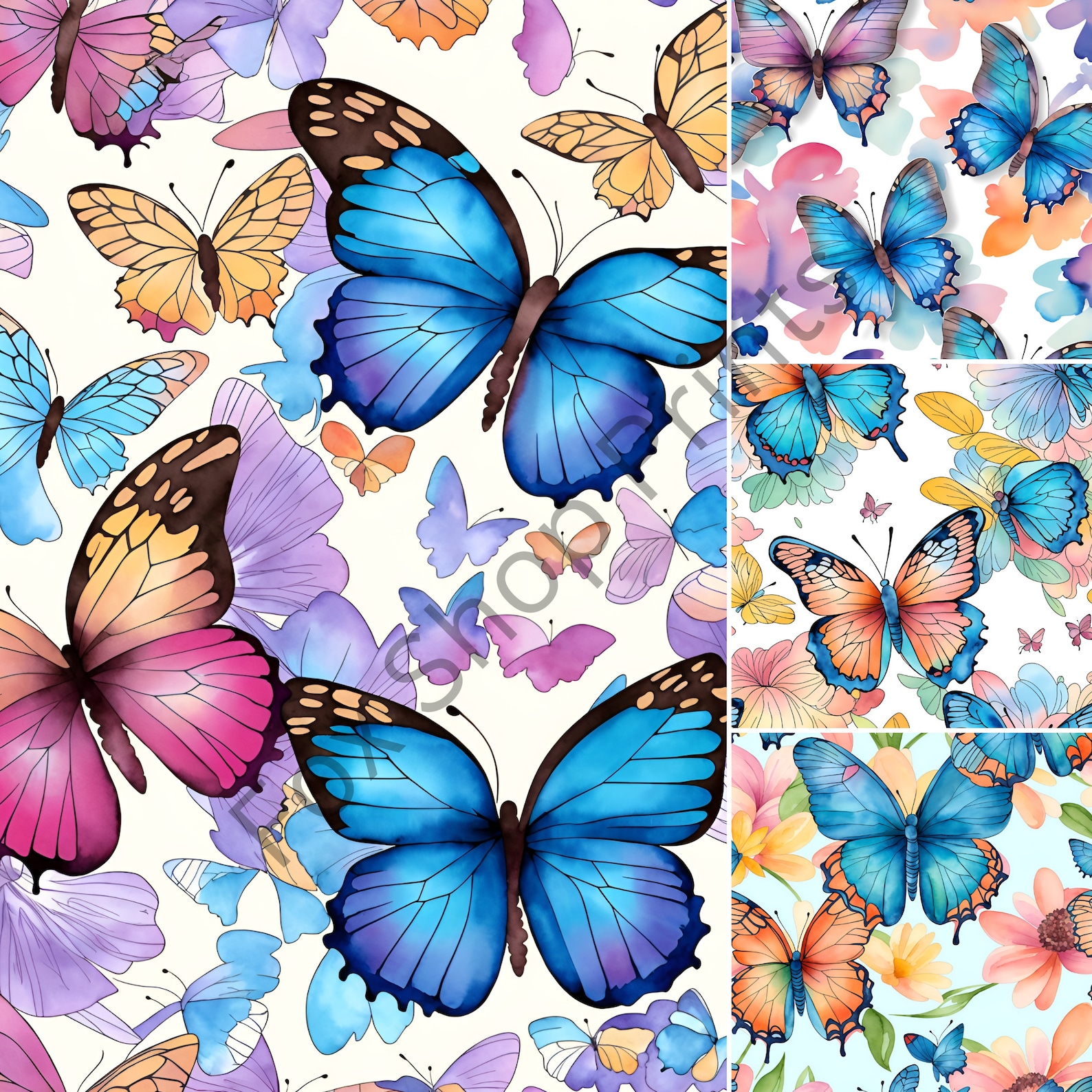 Butterfly Tiles PNG Commercial Use Instant Download - Etsy
