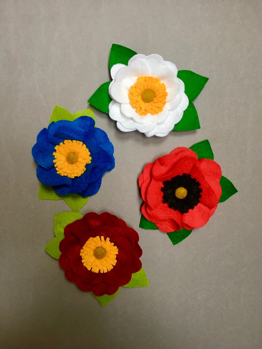 Flowers Refrigerator Magnets, Floral Magnets, Felt Flowers, Soft ...