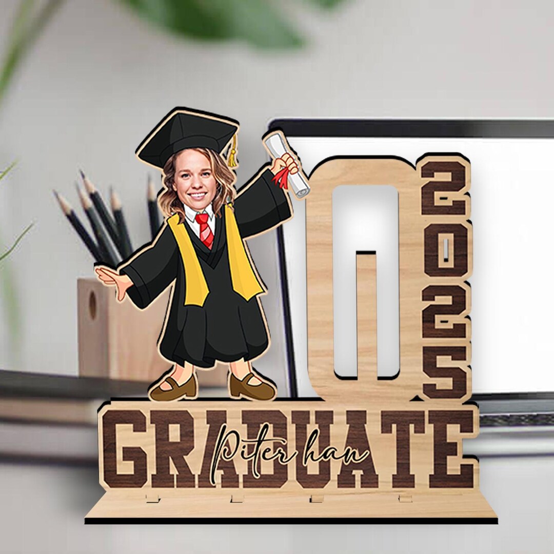 Personalized Wooden Standee With Face & Name, Custom Graduation Gift ...