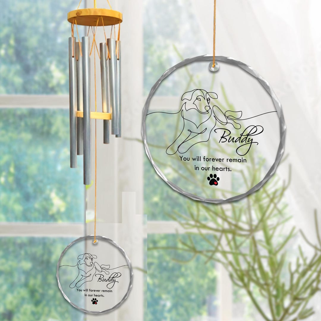 Memorial Photo Portrait Personalized Wind Chime, Forever in Our Hearts ...