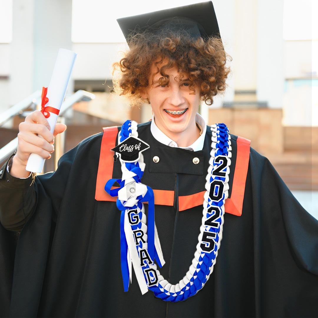 Personalized Name Class of 2025 Graduation Lei, Custom Text Grad Ribbon ...