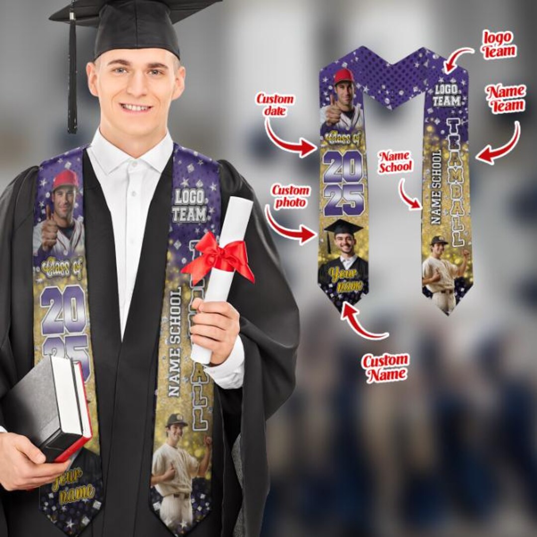 Class of 2025 Graduation Stoles, Class of 2025 Grad Stoles, Embroidery ...