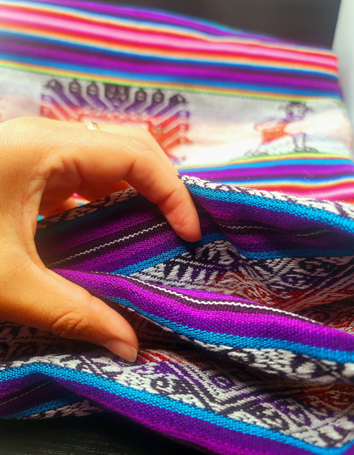 Long Peruvian Manta / Tribal Fabric Blankets/peru Textile Tablecloth ...