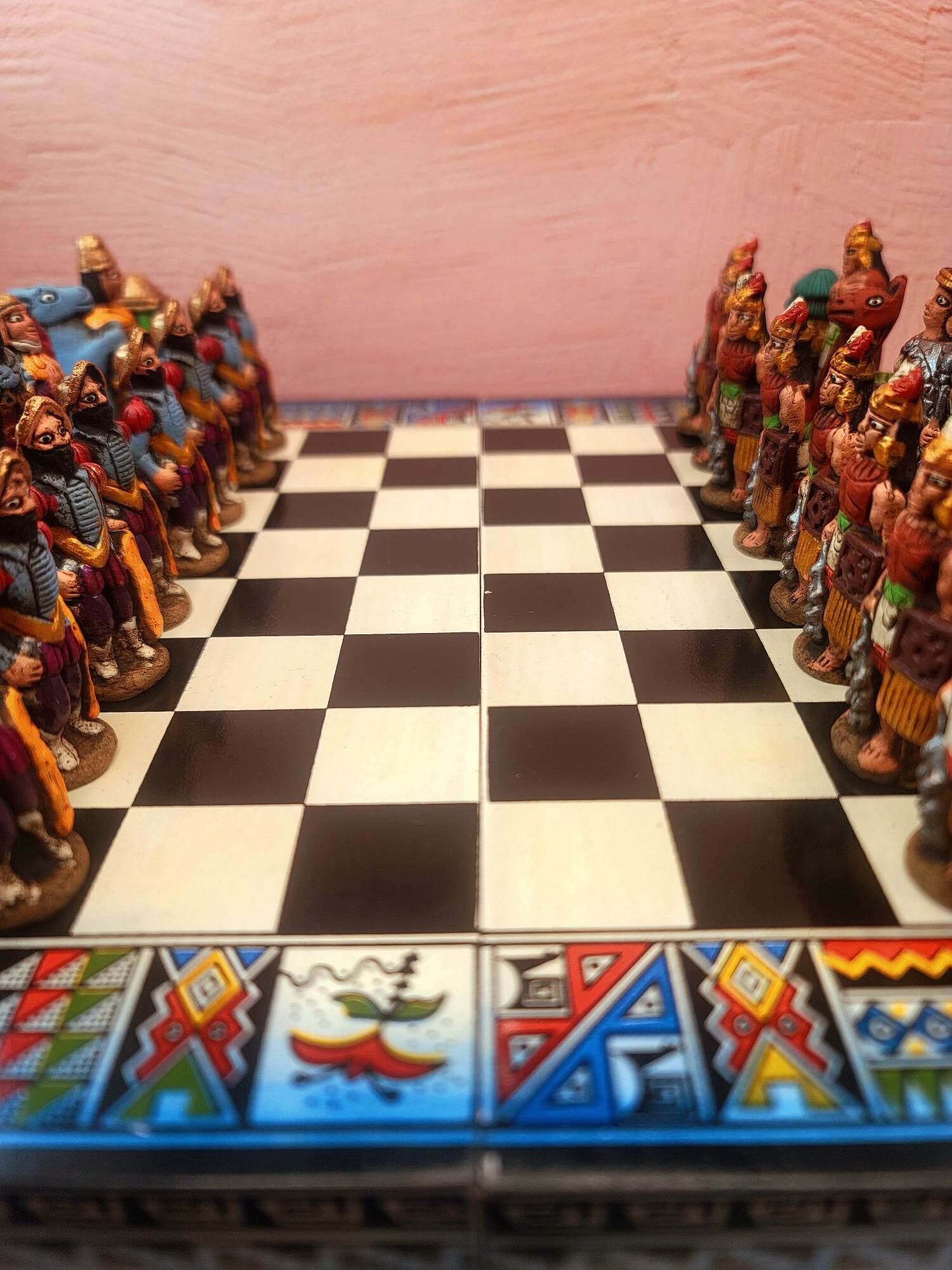 Peruvian Spanish Vs Incas Handmade Wooden Chess Set, Handmade Chess ...