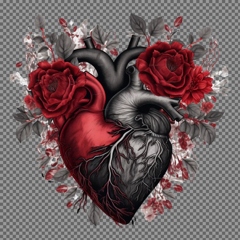 Gothic Flowery Heart Clipart - 16 HD PNG Images - Goth, Floral ...