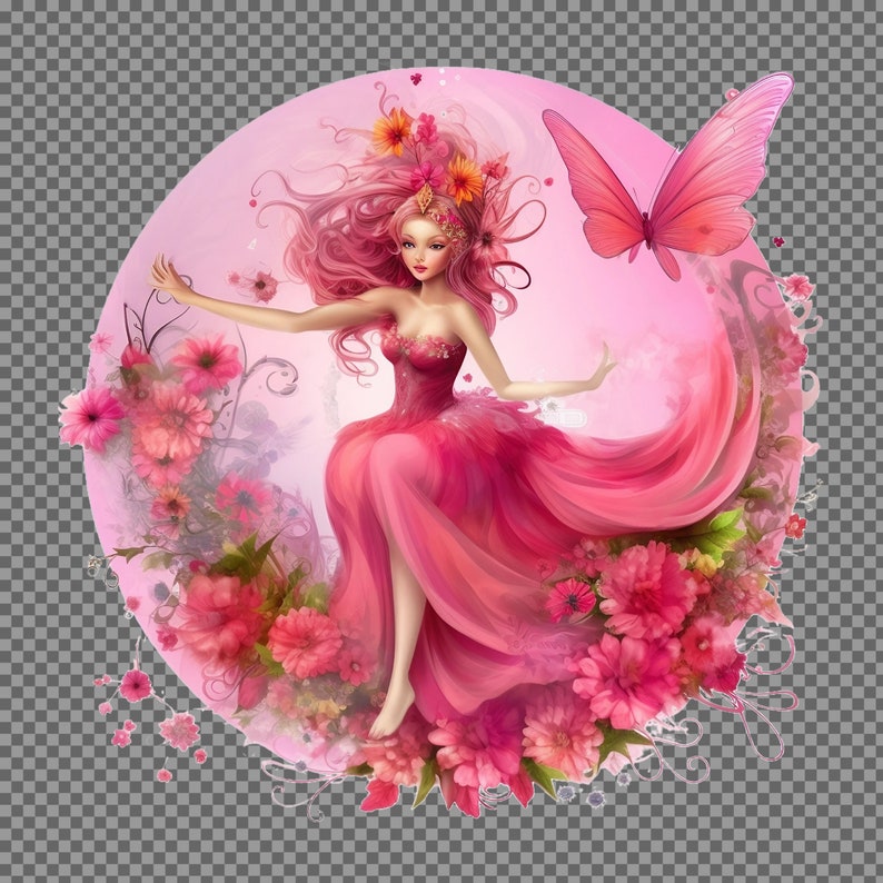 Pink Fantasy Fairy Clipart - 18 PNG Images - Fantasy Fairies Pink Baby ...