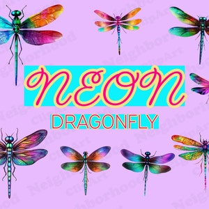 Neon Dragonfly Clipart Set - 18 HQ Images Transparent Background ...