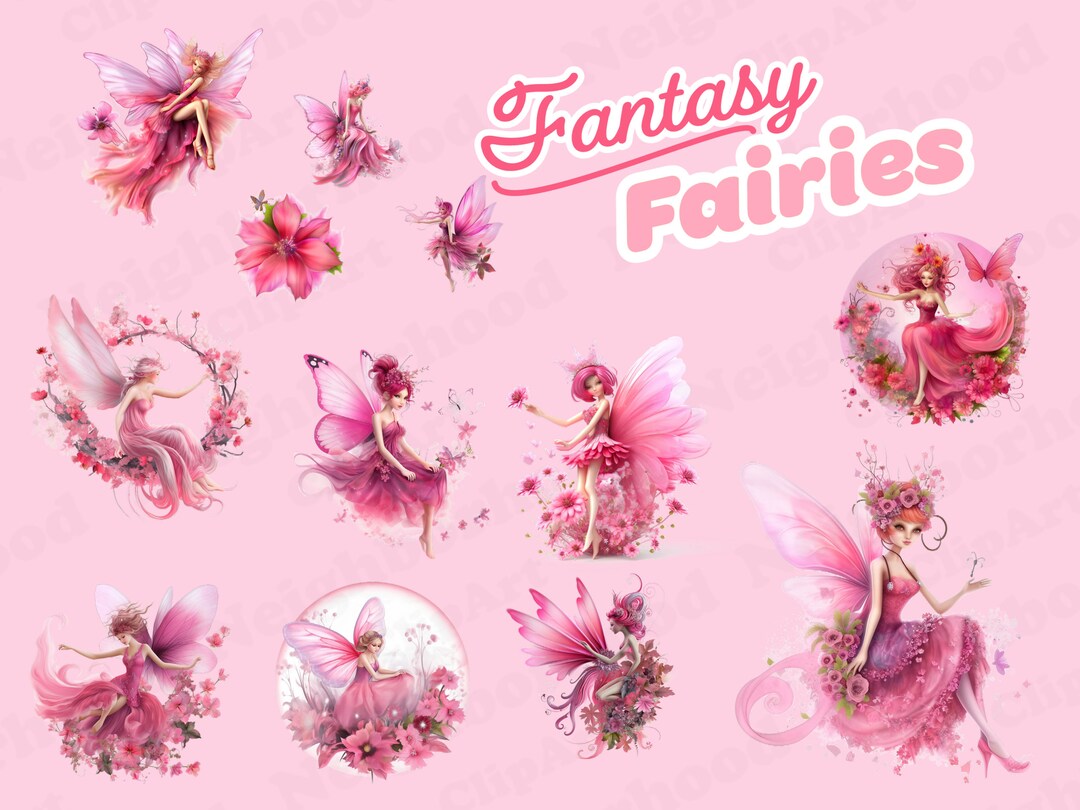 Pink Fantasy Fairy Clipart - 18 PNG Images - Fantasy Fairies Pink Baby ...