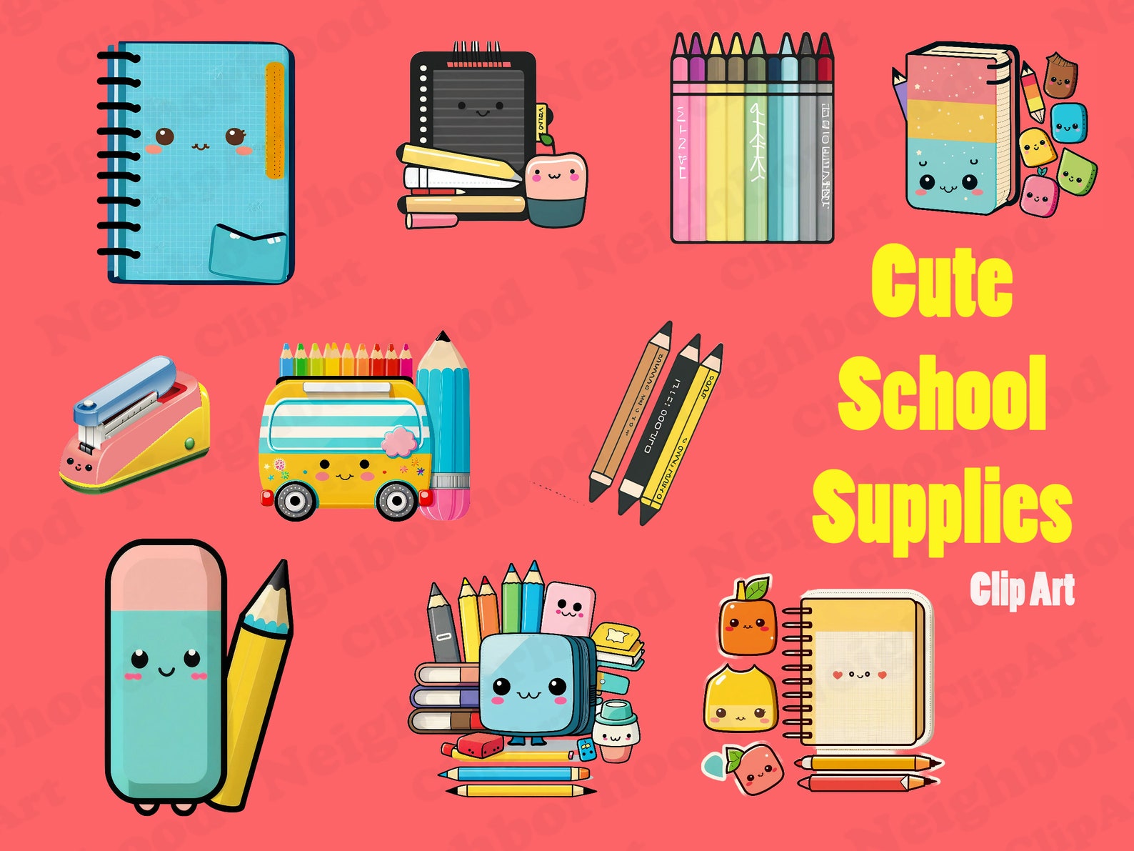 Cute School Supplies Clipart 19 Images 2048x2048 PNG Pencils, Books ...