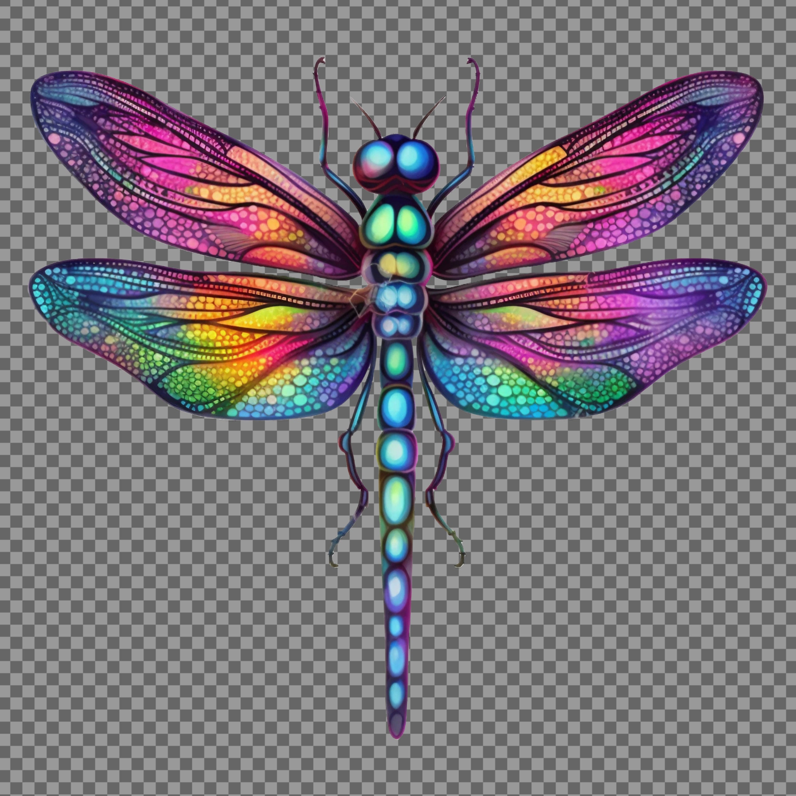Neon Dragonfly Clipart Set - 18 HQ Images Transparent Background ...