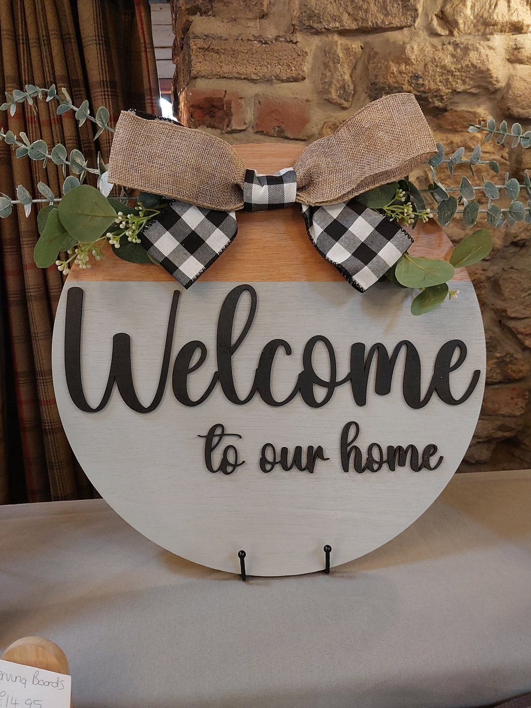 Wooden Welcome Door Sign, Front Door Decor, Front Door Hanger, Natural ...