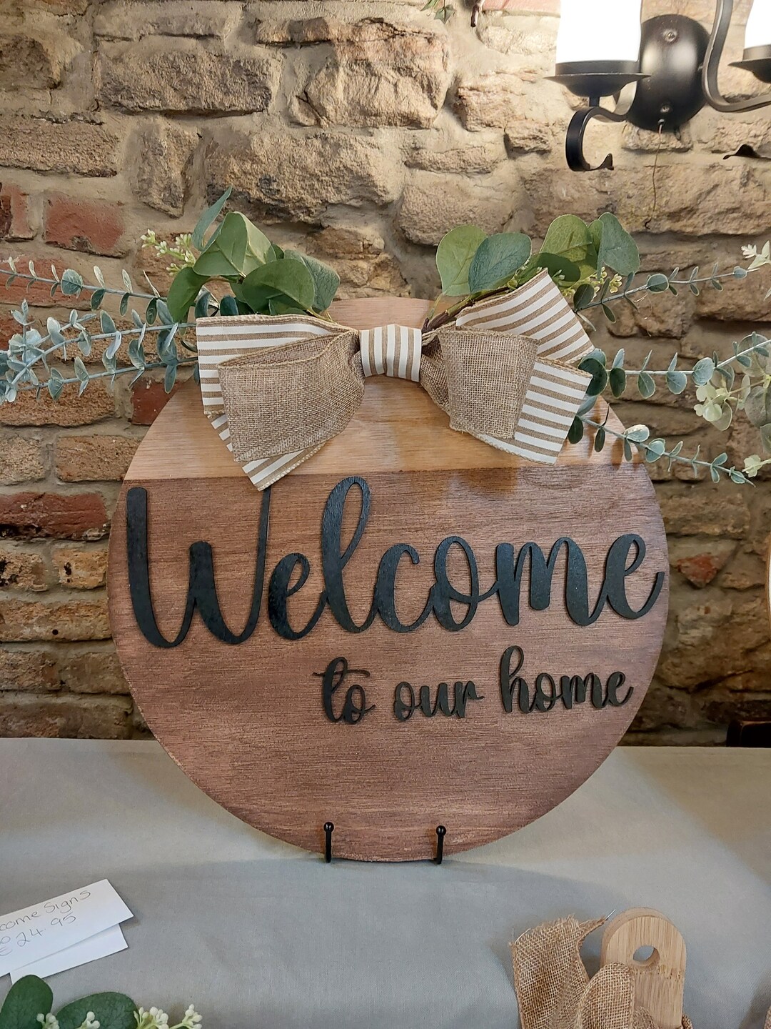 Wooden Welcome Door Sign, Front Door Decor, Front Door Hanger, Natural ...