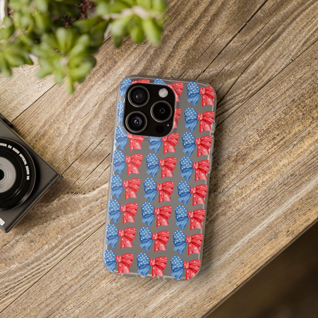 Patriotic Coquette Bow Flexi Cases for Iphone, Cute Red White Blue ...