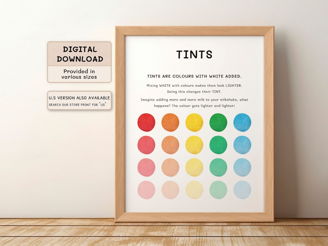 Colour Tints Educational Poster Colour Theory Classroom - Etsy