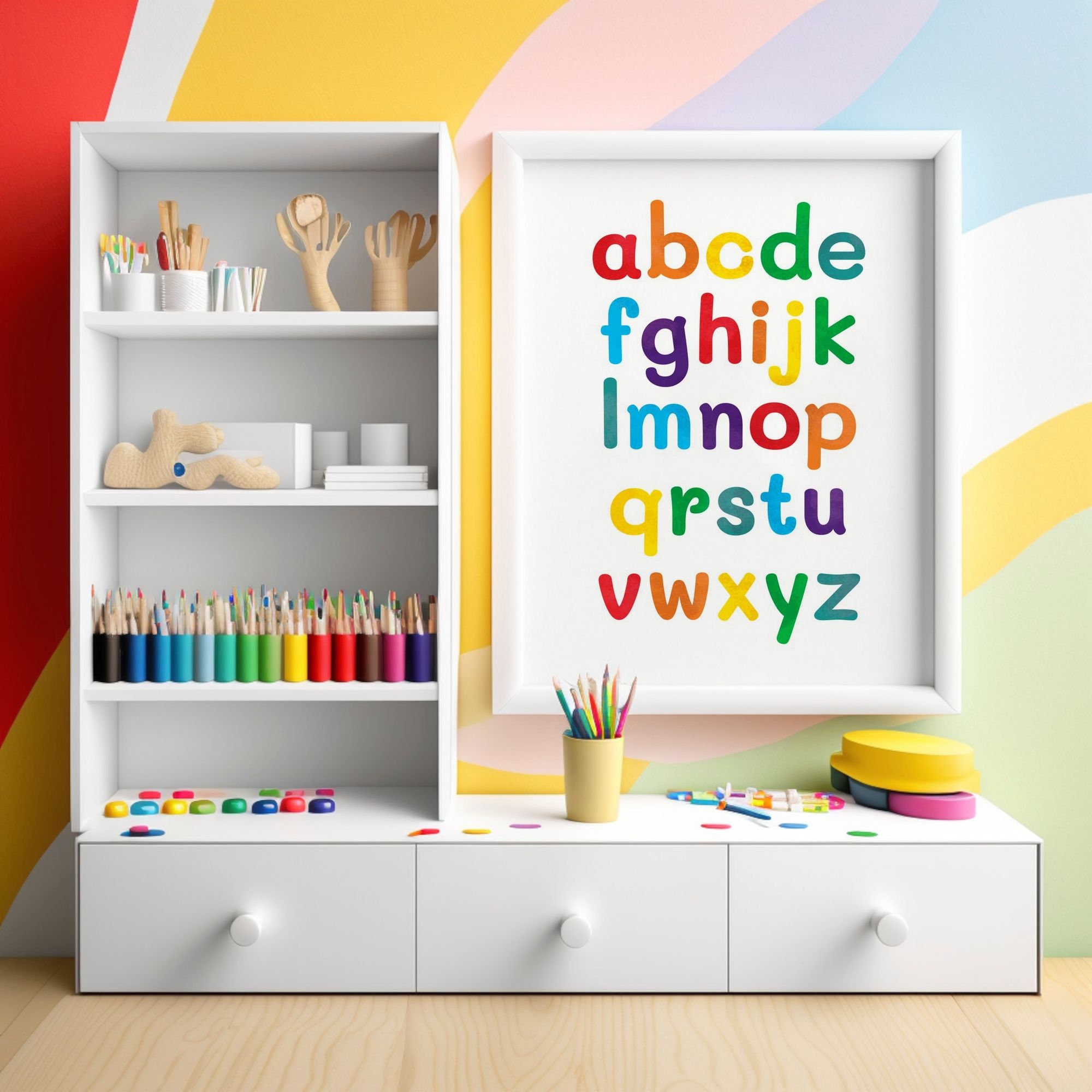 Lowercase Letters Poster Rainbow Alphabet Print ABC - Etsy