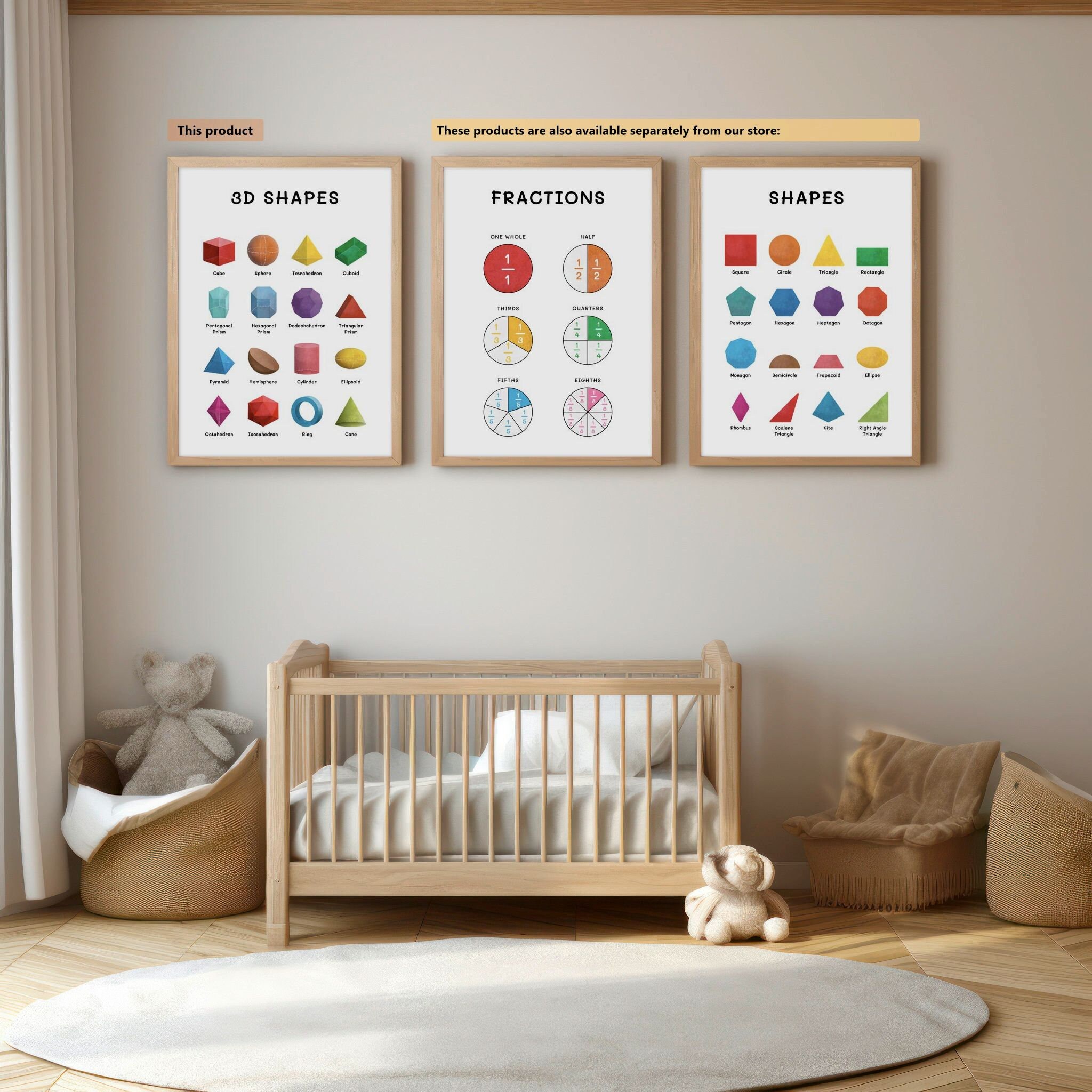 3D Shapes Poster, Classroom Poster, Early Learning, Kids Wall Décor ...