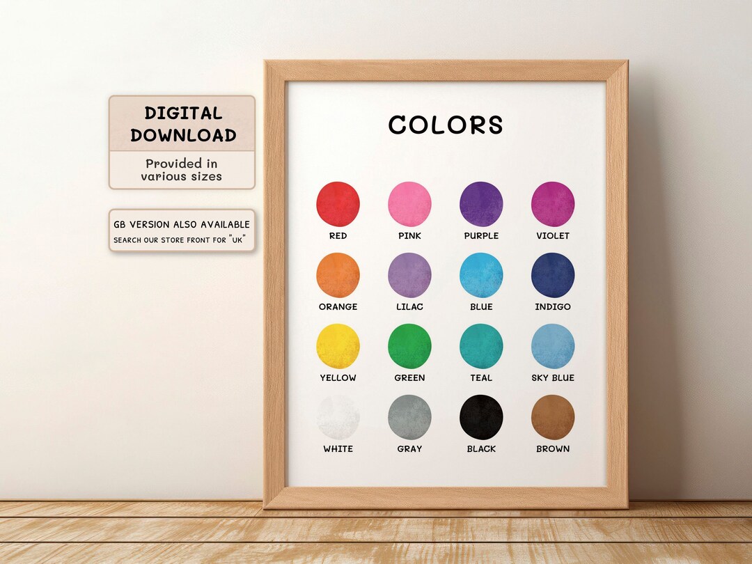 Colors Educational Poster, Learn Colors, Classroom Poster, Early ...
