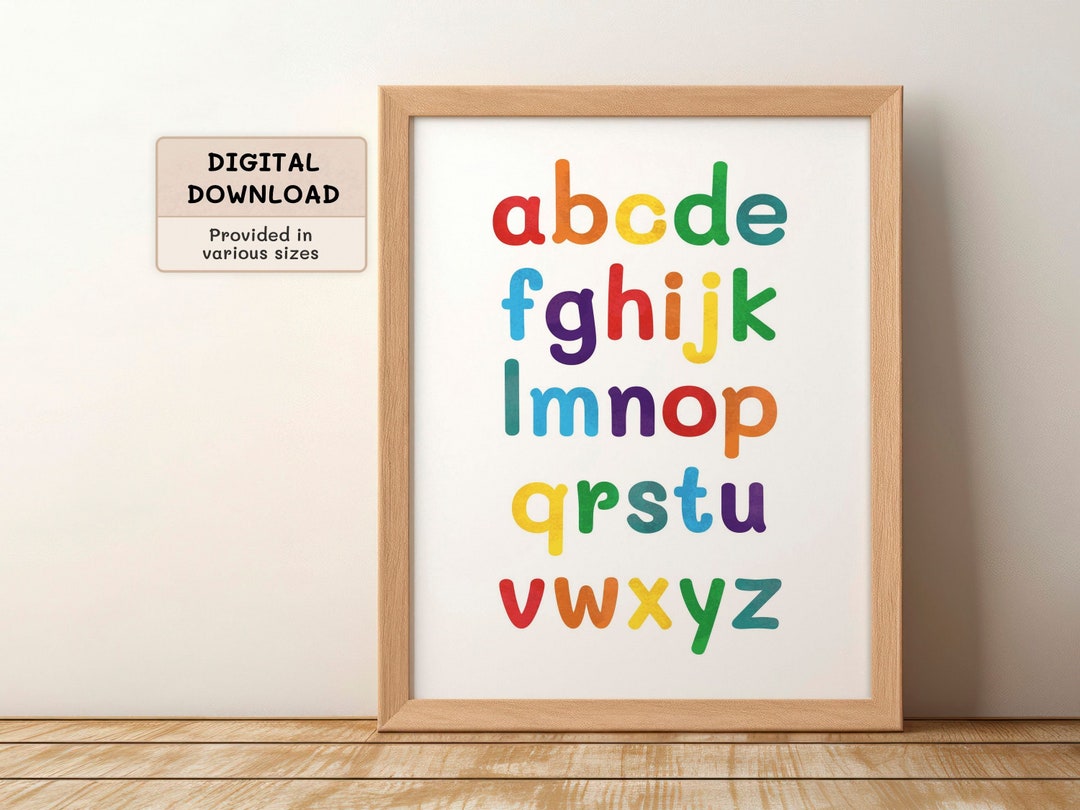 Lowercase Letters Poster, Rainbow Alphabet Print, ABC Classroom Poster ...