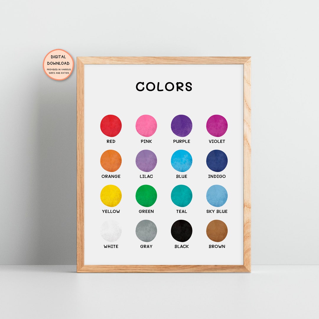Colors Educational Poster Learn Colors Classroom Poster - Etsy