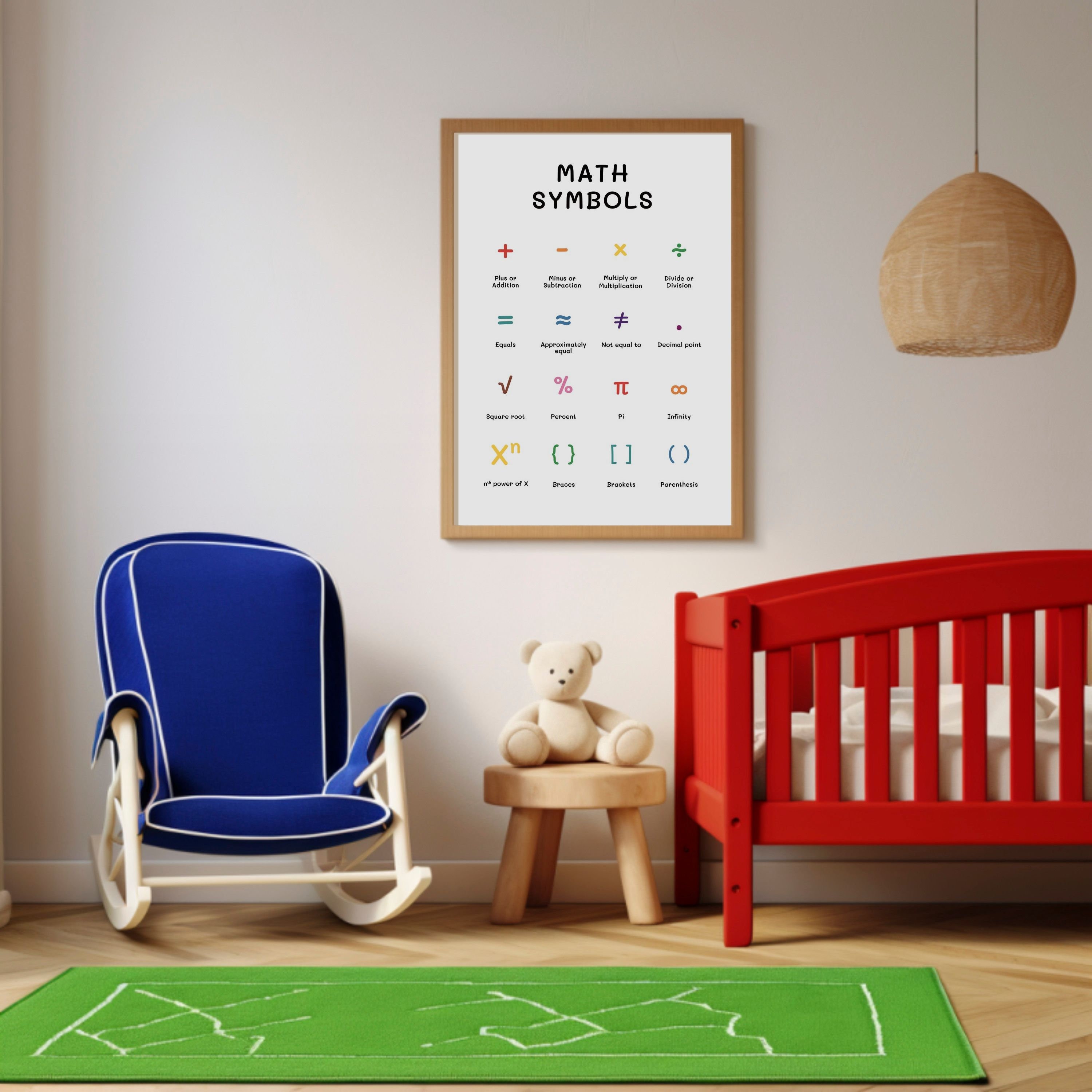 Math Symbols Poster, Classroom Poster, Early Learning, Kids Wall Decor ...