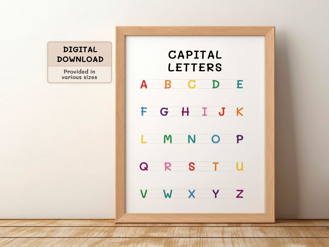 Rainbow Capital Letters Poster, Classroom Poster, Early Learning, Kids ...
