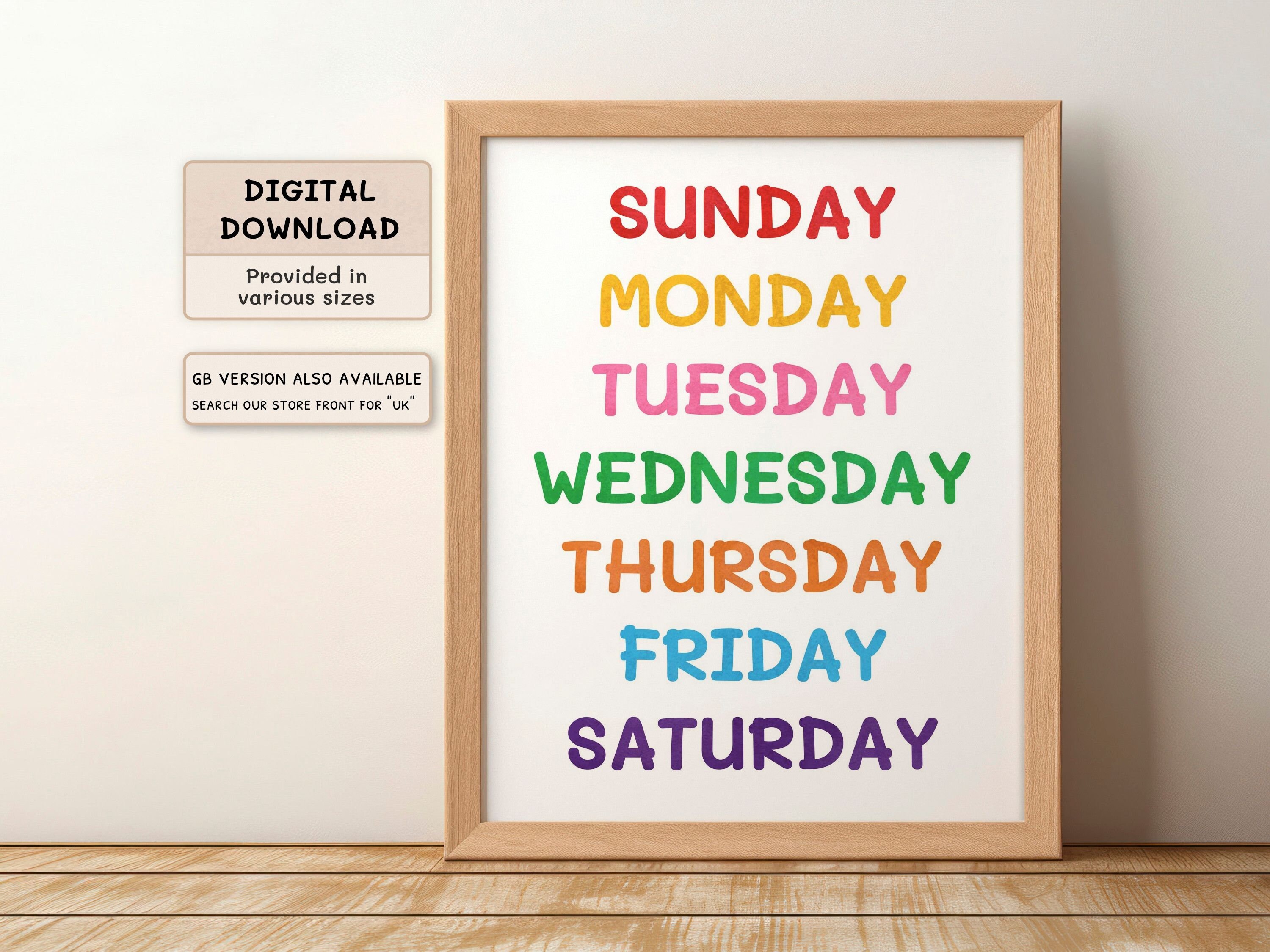 Days of the Week Poster, Educational Poster, Classroom Poster, Early ...