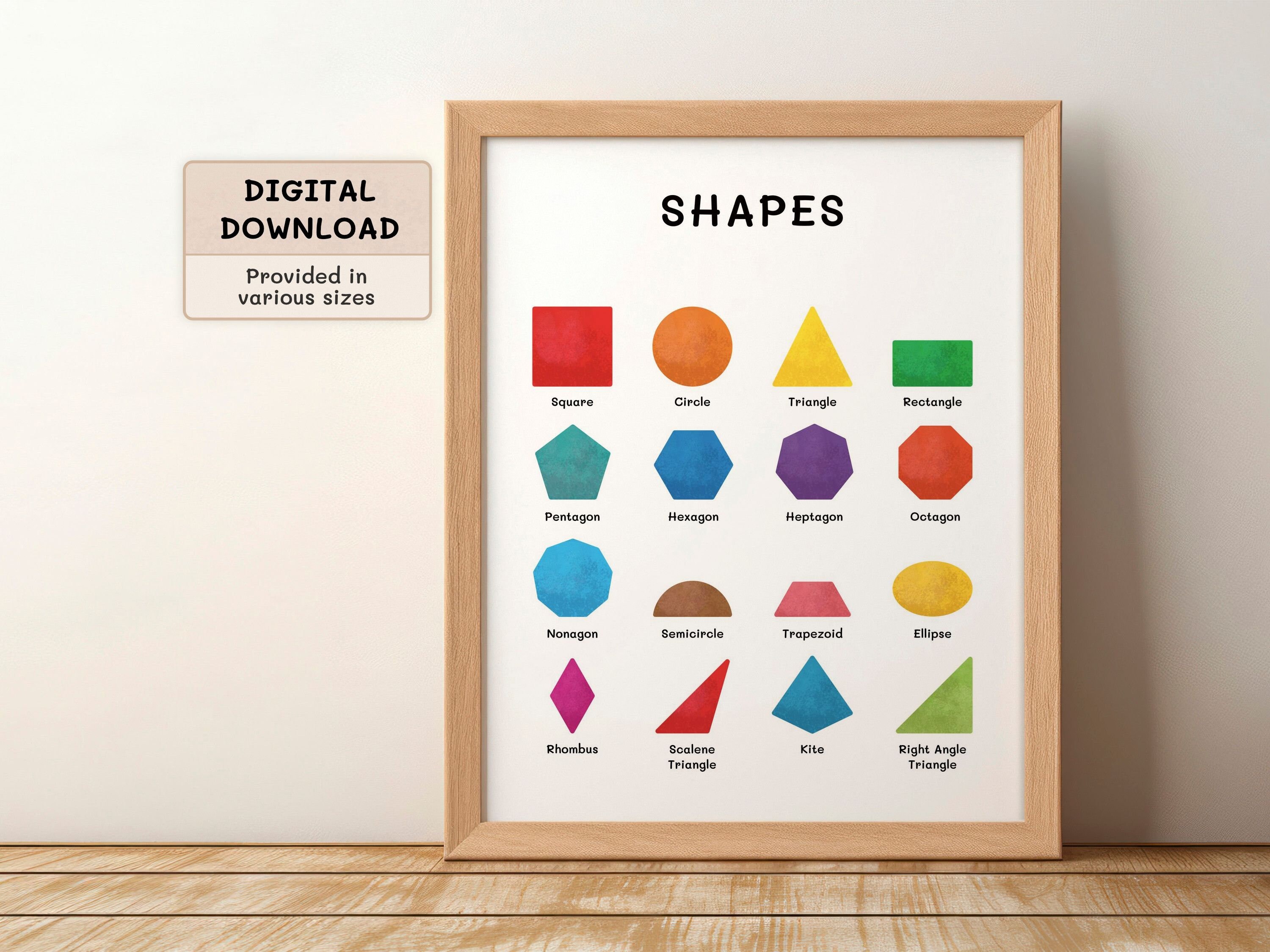 Shapes Poster, Classroom Poster, Early Learning, Kids Wall Decor ...