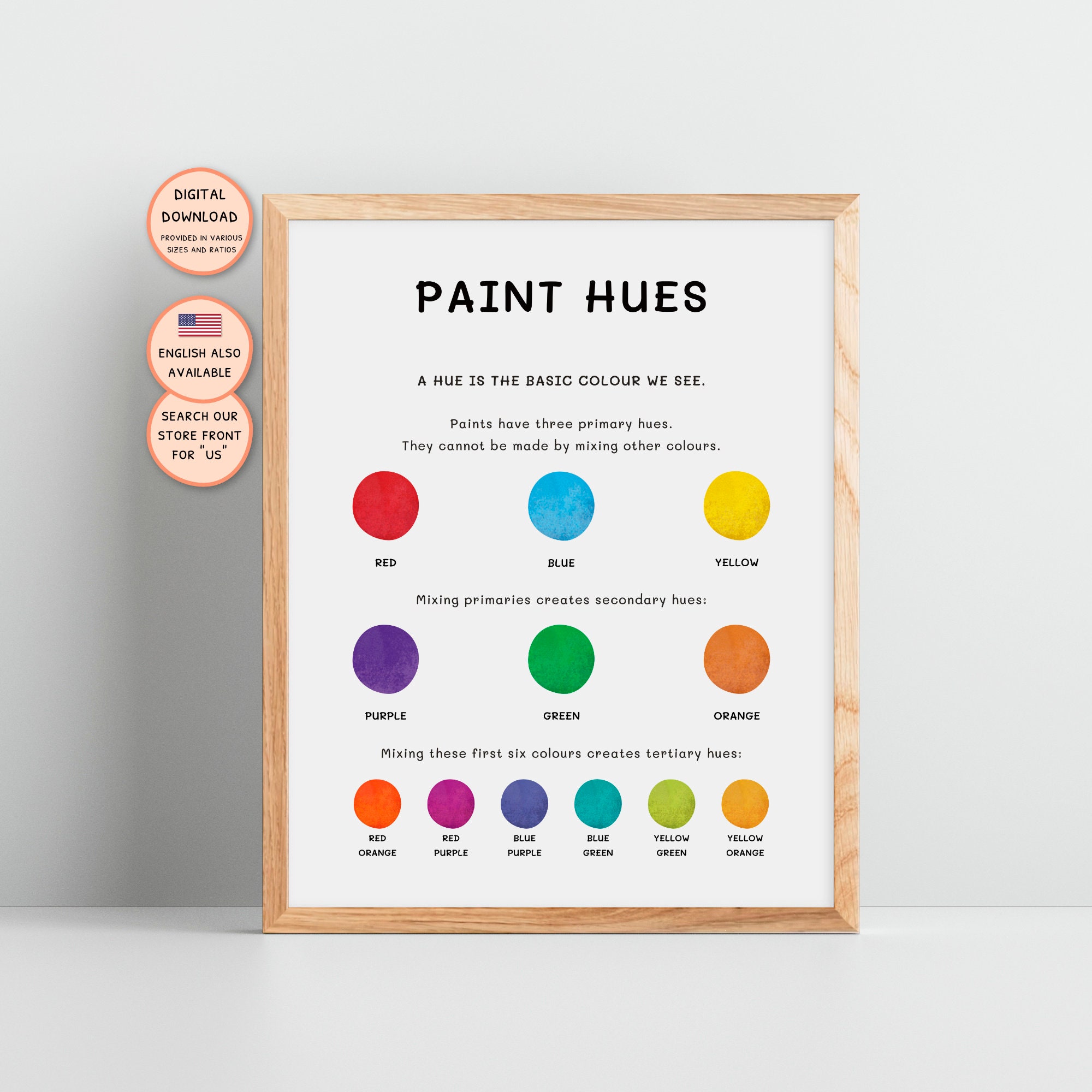 Paint Hues Educational Poster Learning Colours Classroom - Etsy