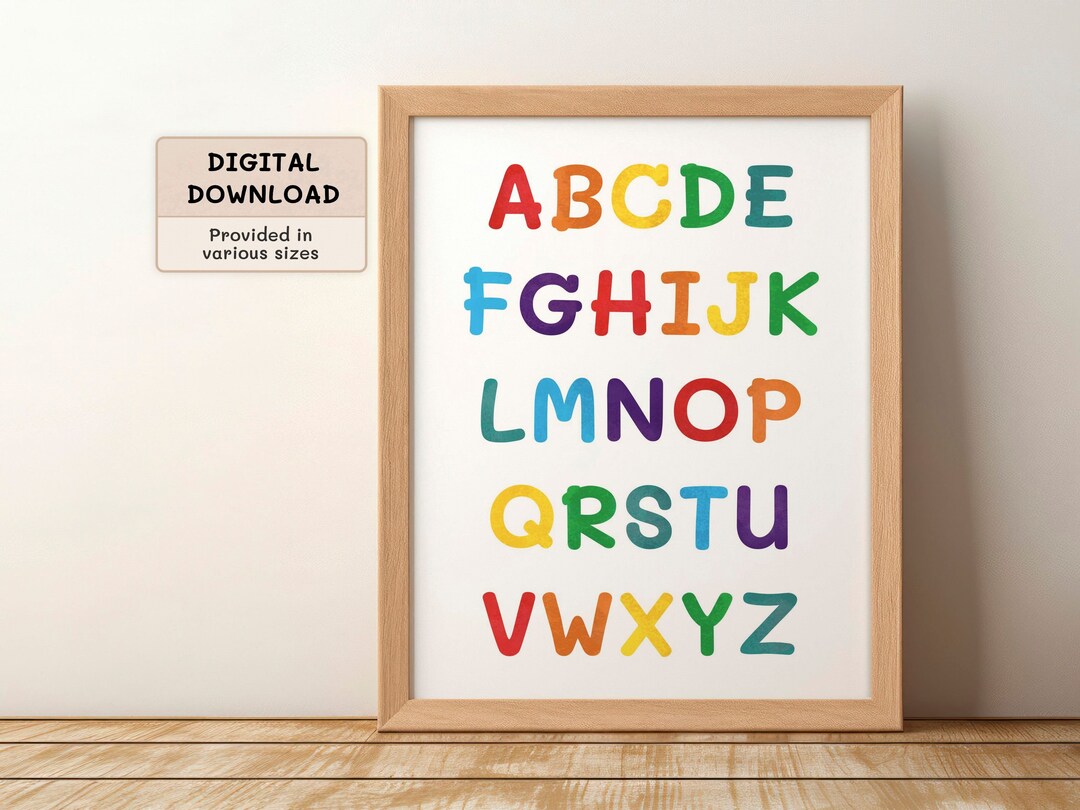 Capital Letters Poster, Rainbow Alphabet Print, ABC Classroom Poster ...