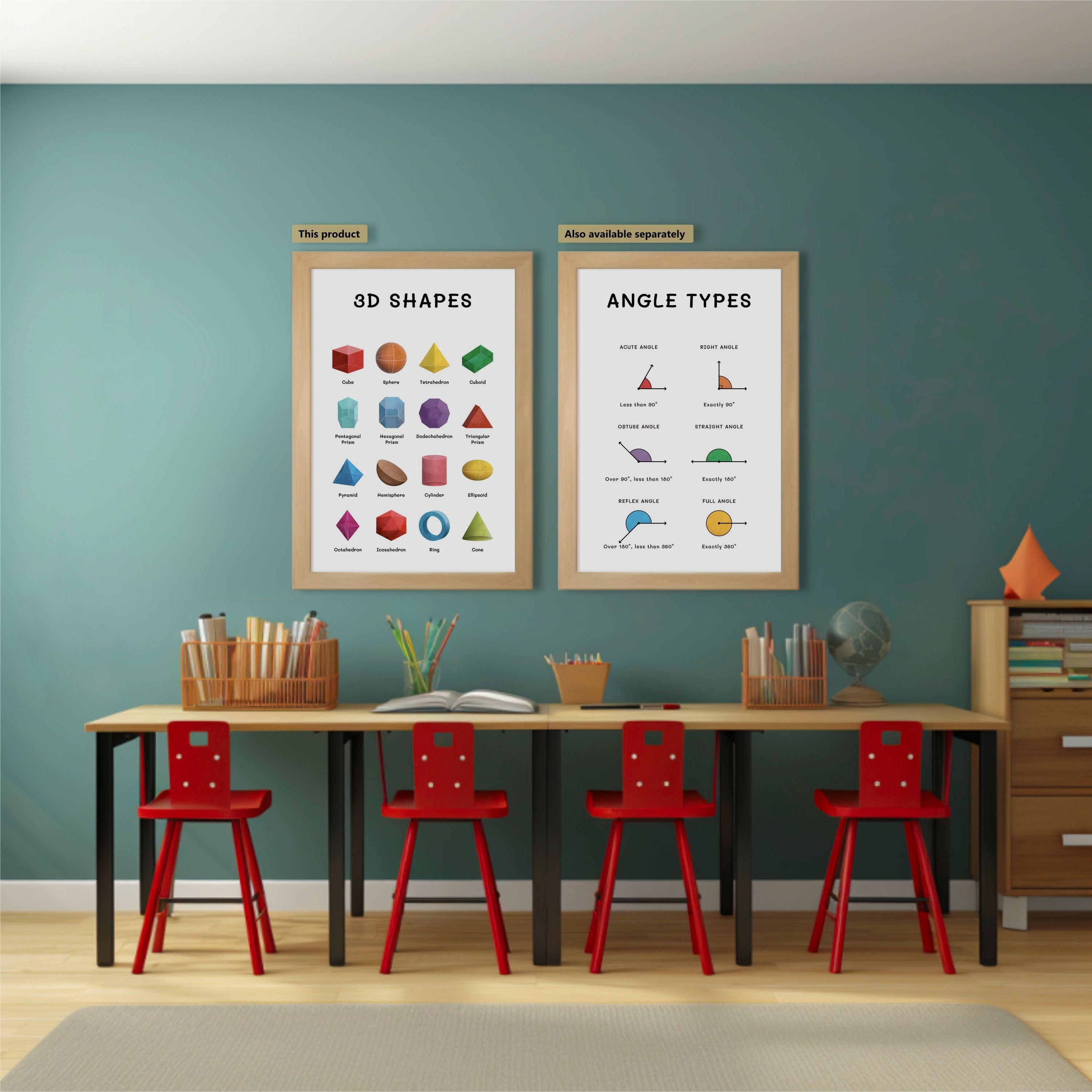 3D Shapes Poster, Classroom Poster, Early Learning, Kids Wall Décor ...