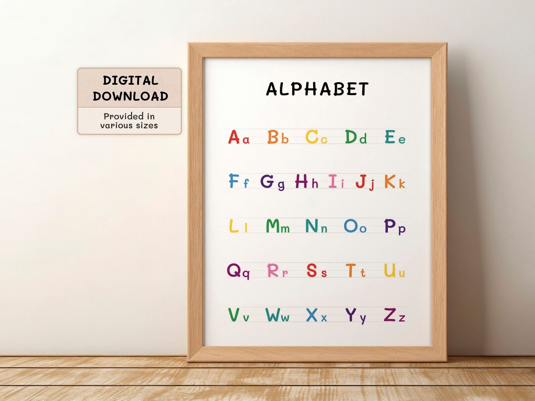 Rainbow Alphabet Poster, Classroom Poster, Early Learning, Kids Wall ...