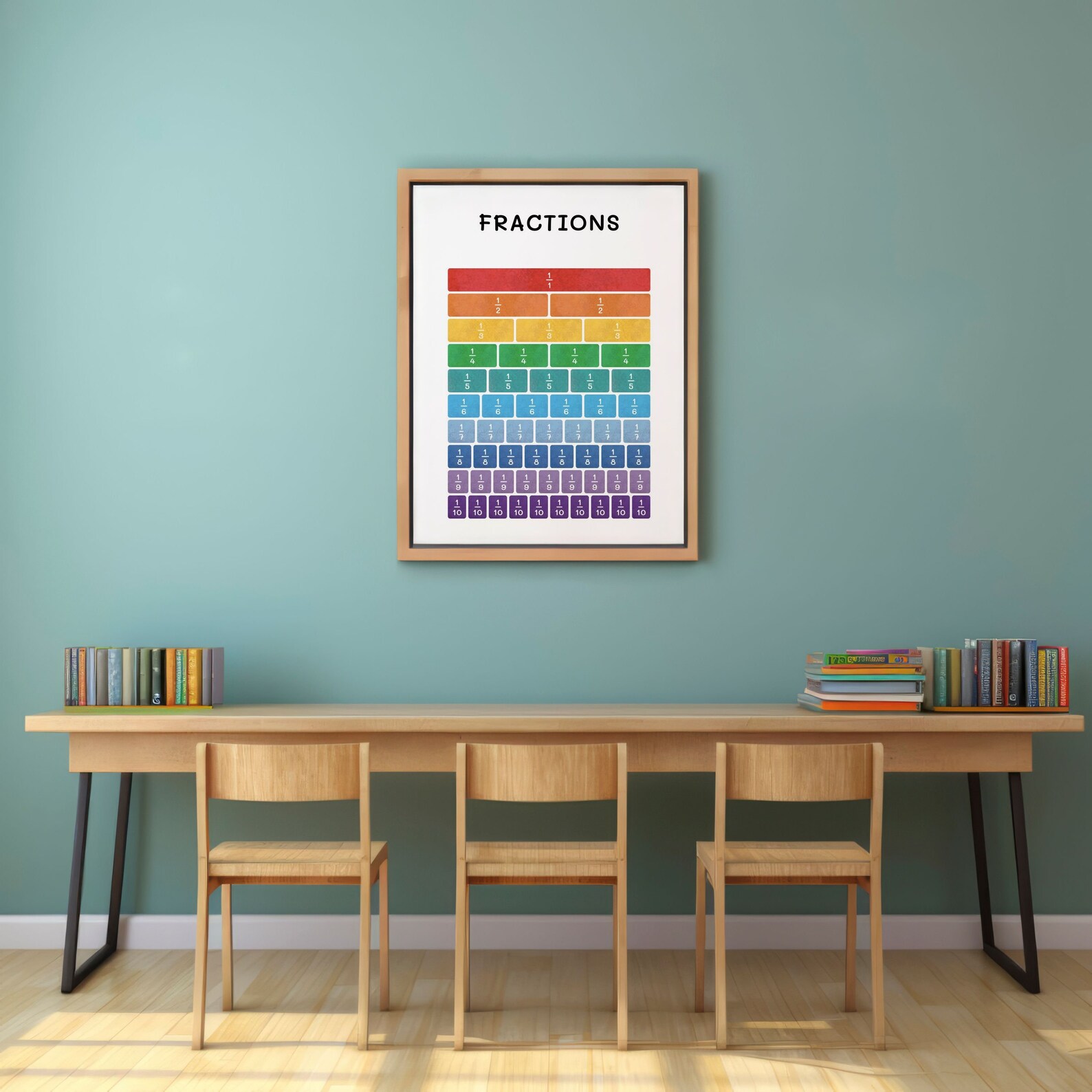 Fractions Chart, Classroom Poster, Early Learning, Educational Math ...