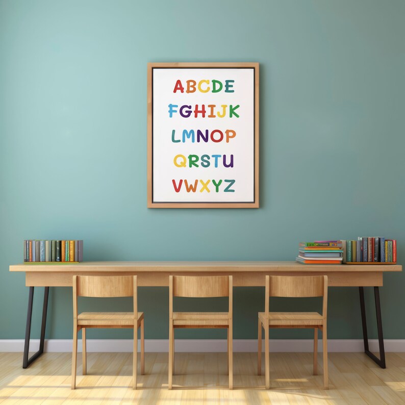 Capital Letters Poster, Rainbow Alphabet Print, ABC Classroom Poster ...
