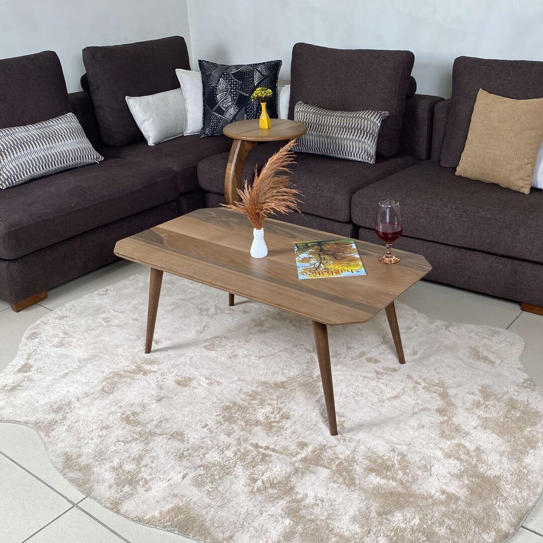 Natural Walnut Coffee Table Large Wood Coffee Table Home - Etsy