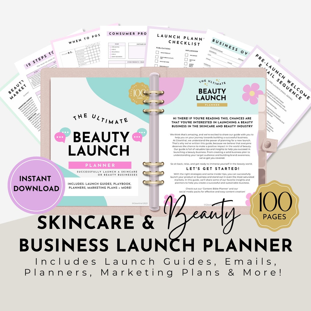 Skincare & Beauty Launch Planner, Printable Calendar, Marketing ...